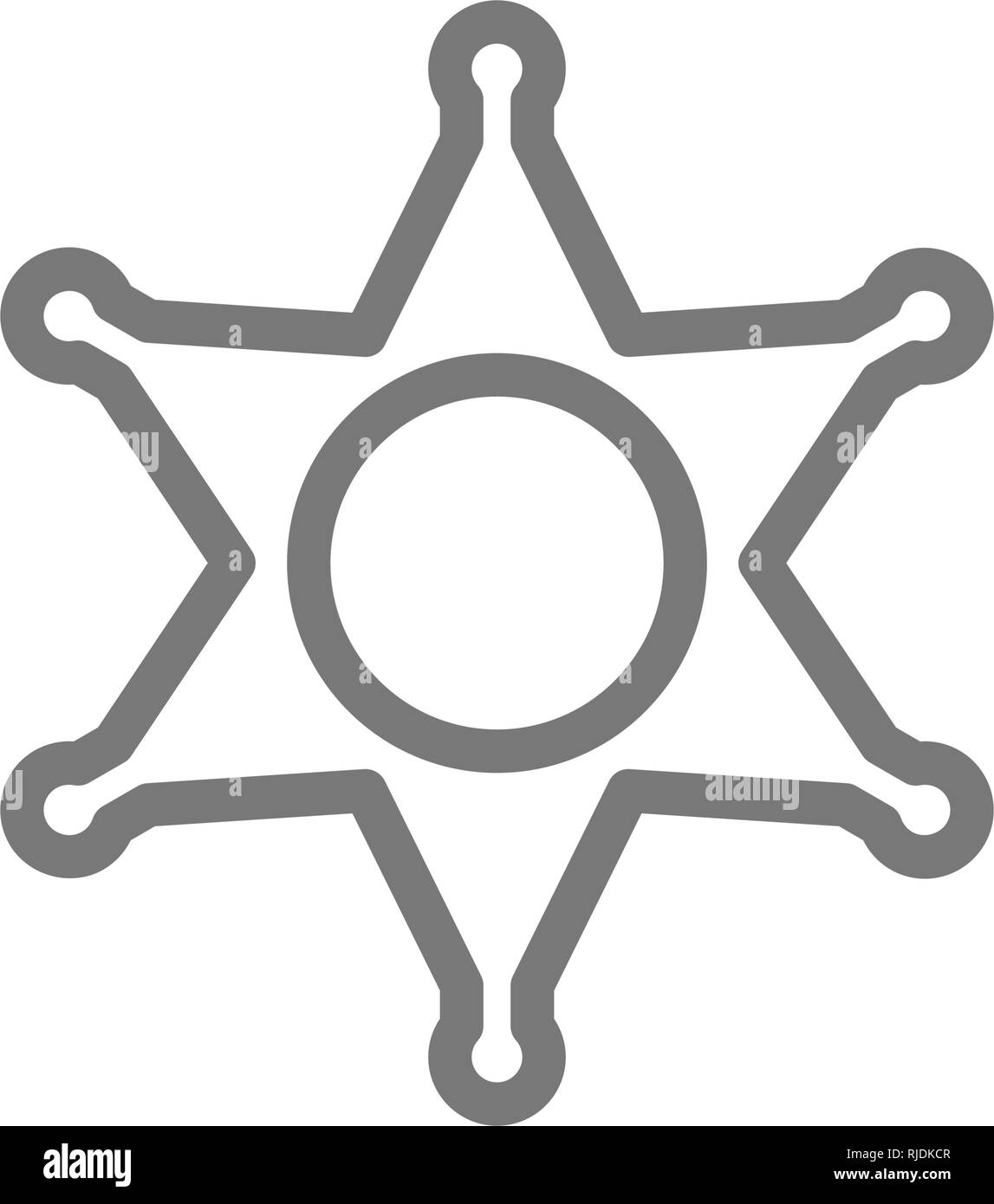 Sheriff badge, police star line icon. Isolated on white background ...