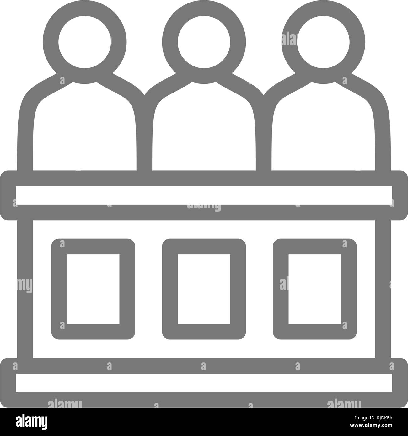 Jury trial line icon. Isolated on white background Stock Vector Image ...