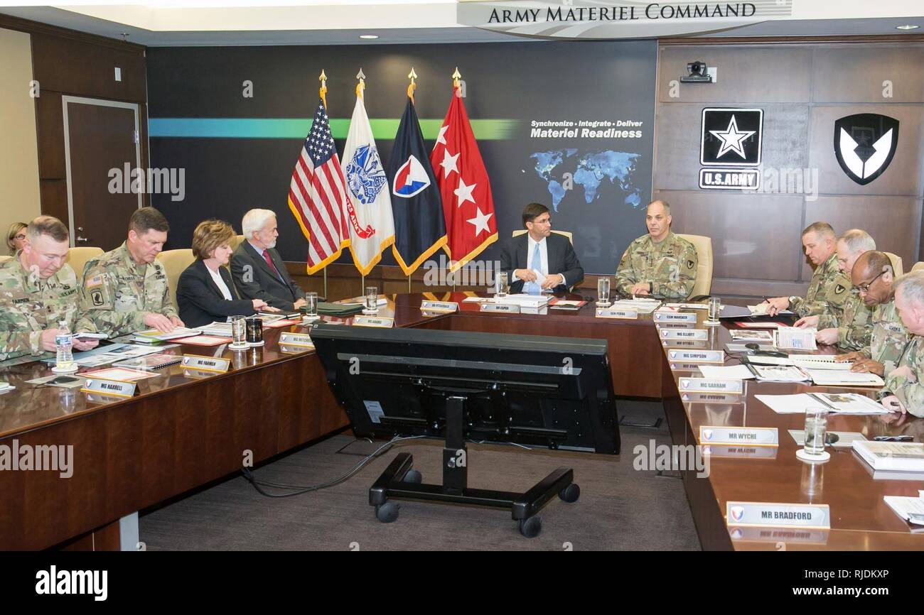 Secretary of the Army Dr. Mark T. Esper receives an update brief on ...