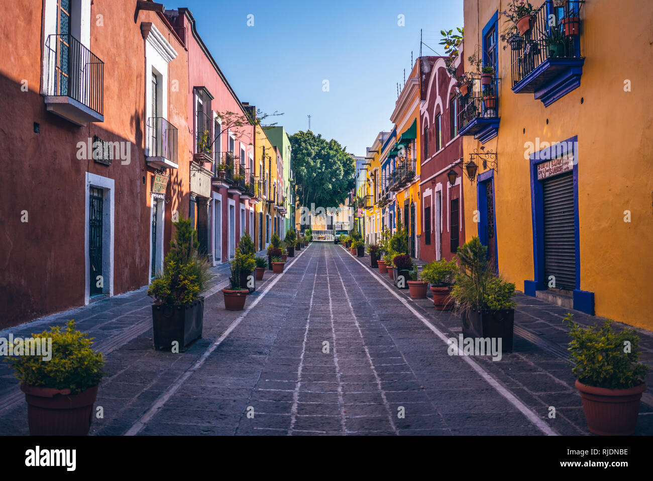 Colorful street of Puebla, Mexico Stock Photo - Alamy