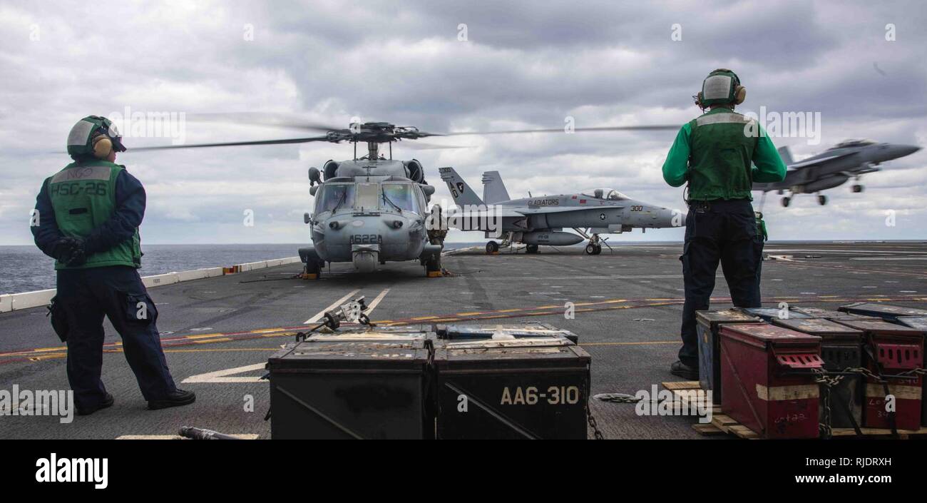 ATLANTIC OCEAN (Feb. 1, 2018) An MH-60S Sea Hawk helicopter assigned to ...