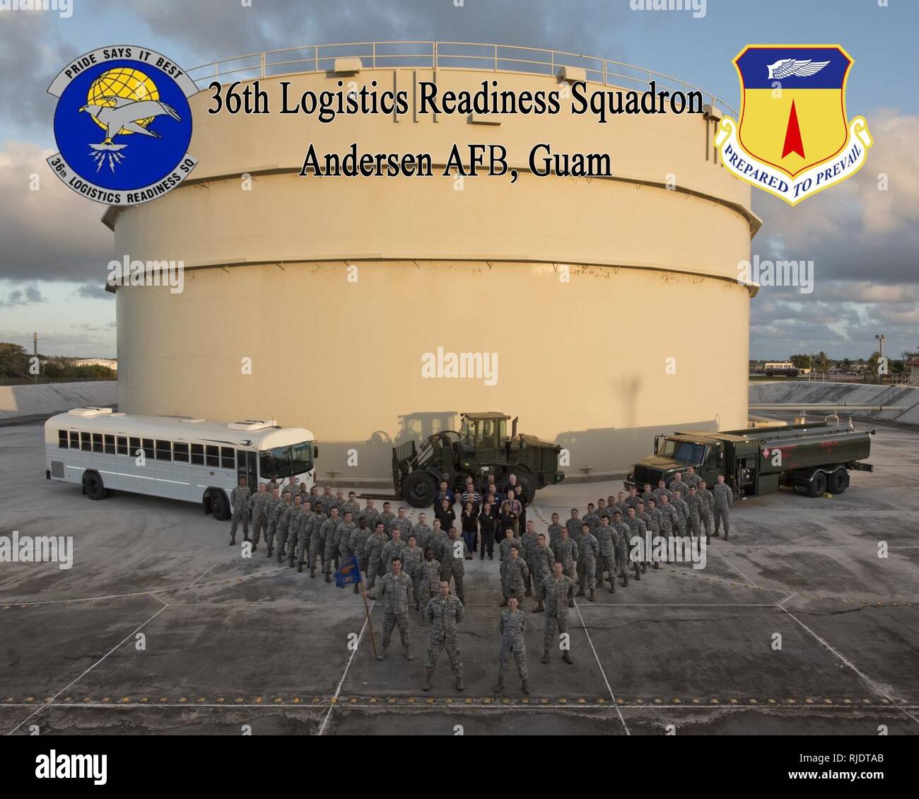 the 36th Logistics Readiness Squadron poses for a Squadron photo Jan. 11, 2018, at Andersen Air ...