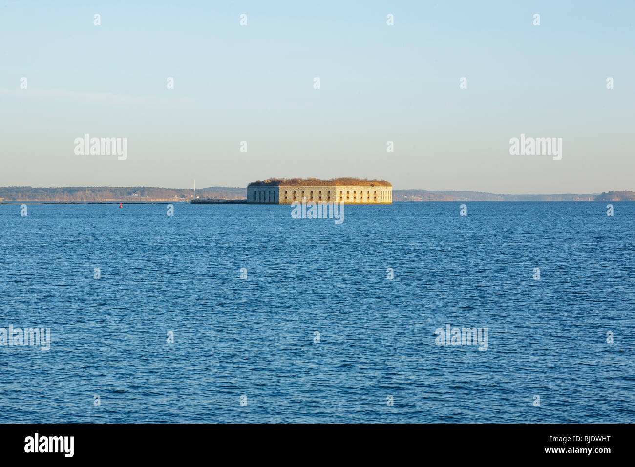 Fort Gorges from Spring Point Ledge Light in South Portland, Maine USA ...