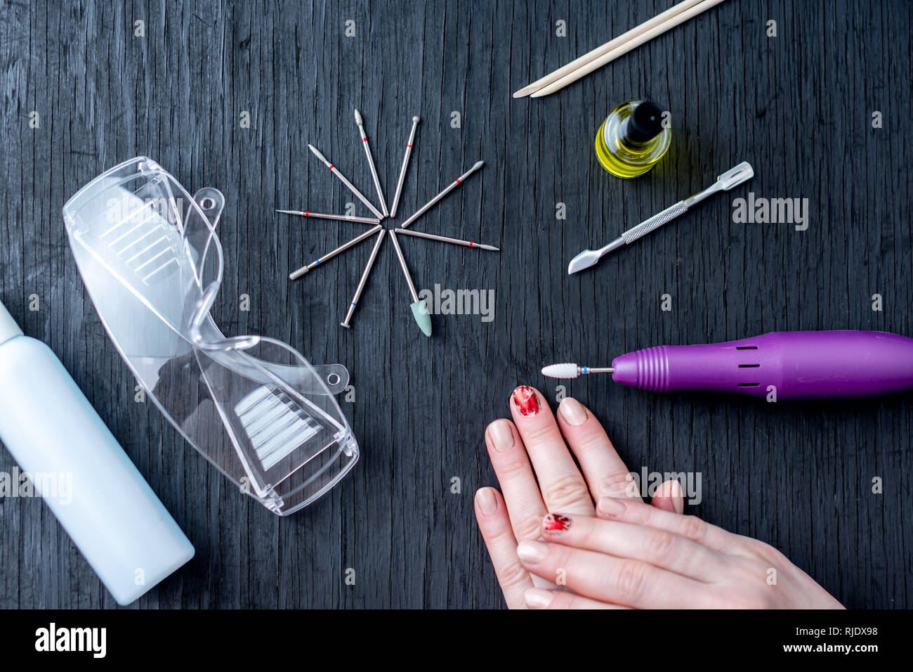 Tools for professional hardware manicure and women's hands with ...