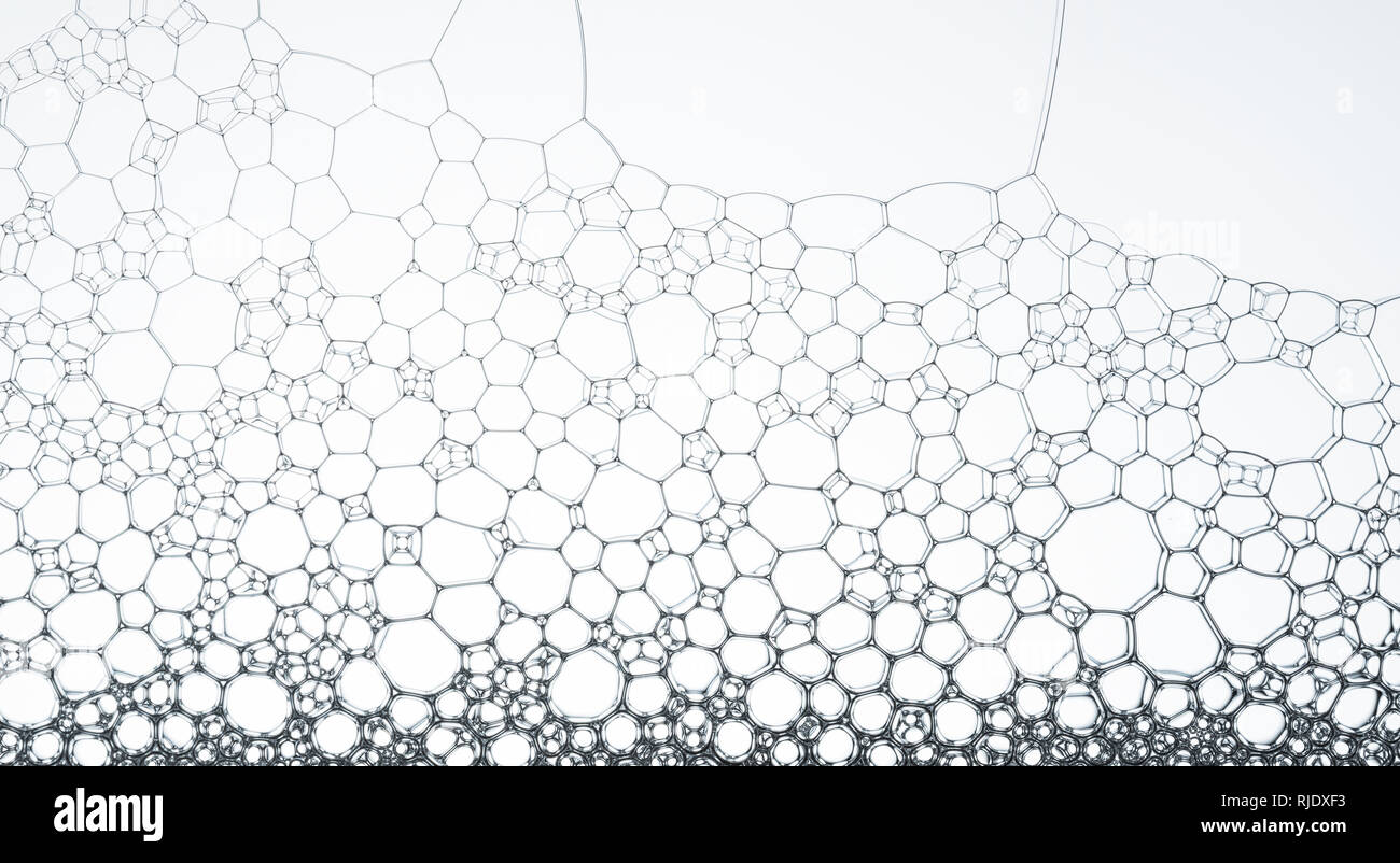 Geometric cells formed by soap bubbles and water, for background or ...