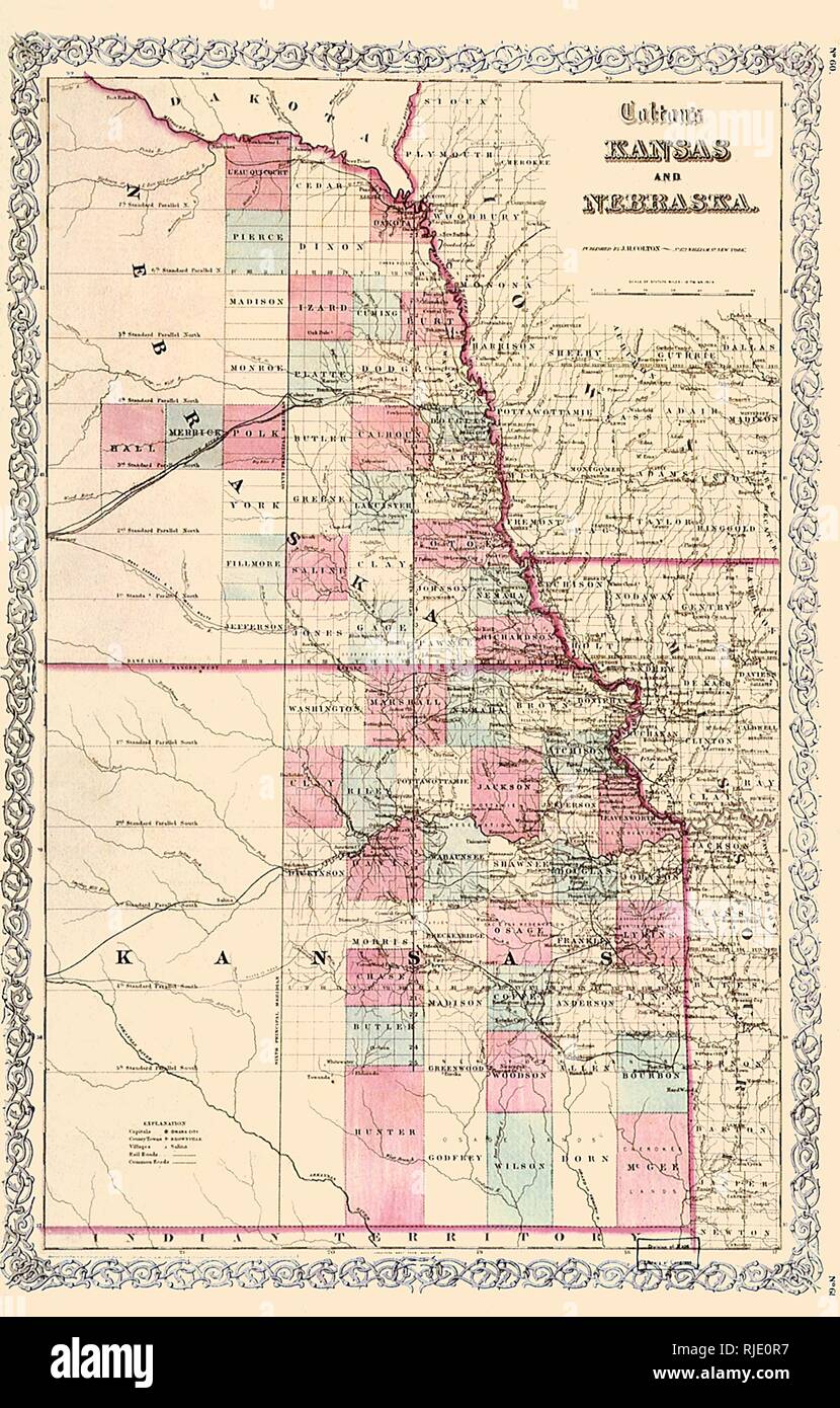 Old map of nebraska hi-res stock photography and images - Alamy