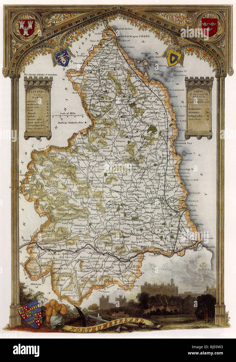 Map of Northumberland County, England 1835 Stock Photo - Alamy