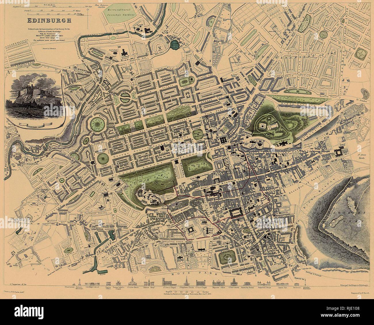 Vintage edinburgh maps hi-res stock photography and images - Alamy