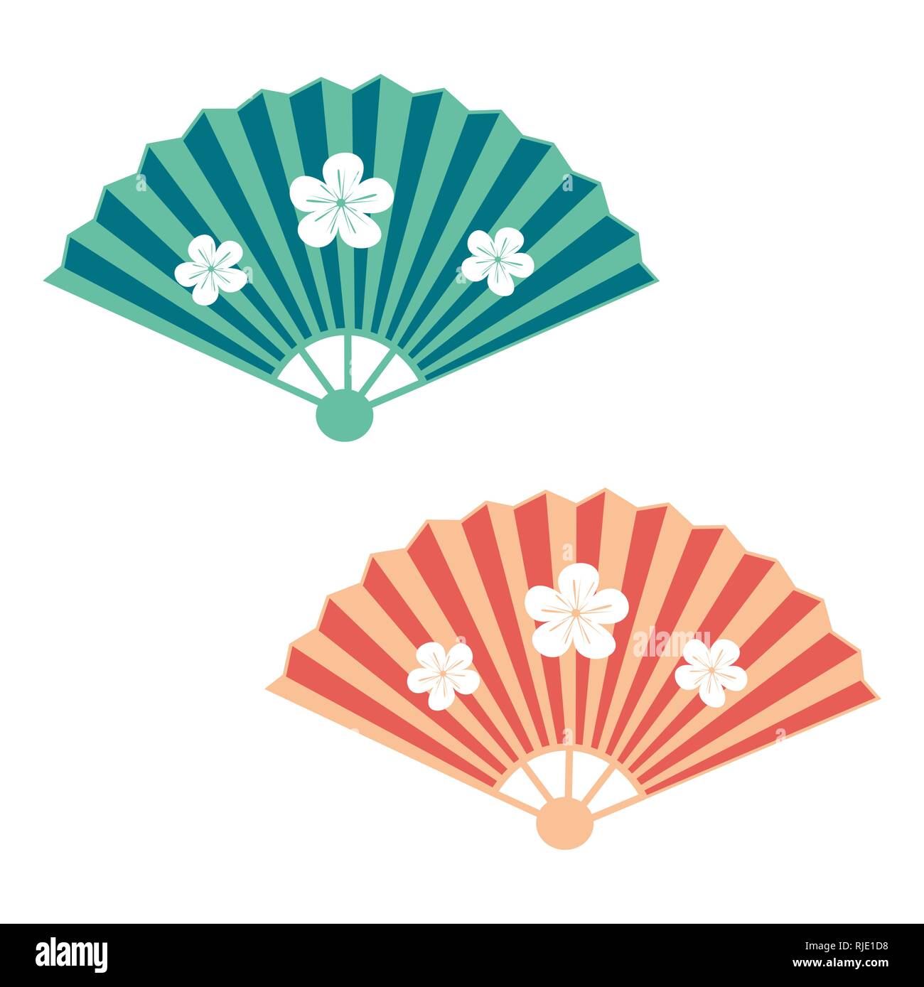 cute cartoon vector set of decorative oriental folding fans Stock ...