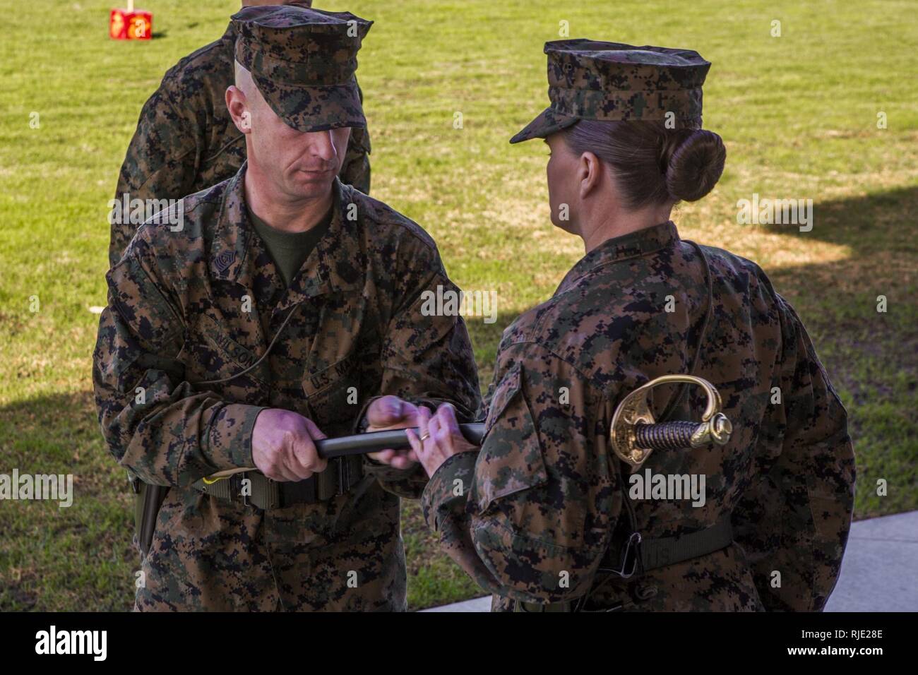 Sgt. Maj. David A. Wilson, off-going sergeant major for I Marine ...