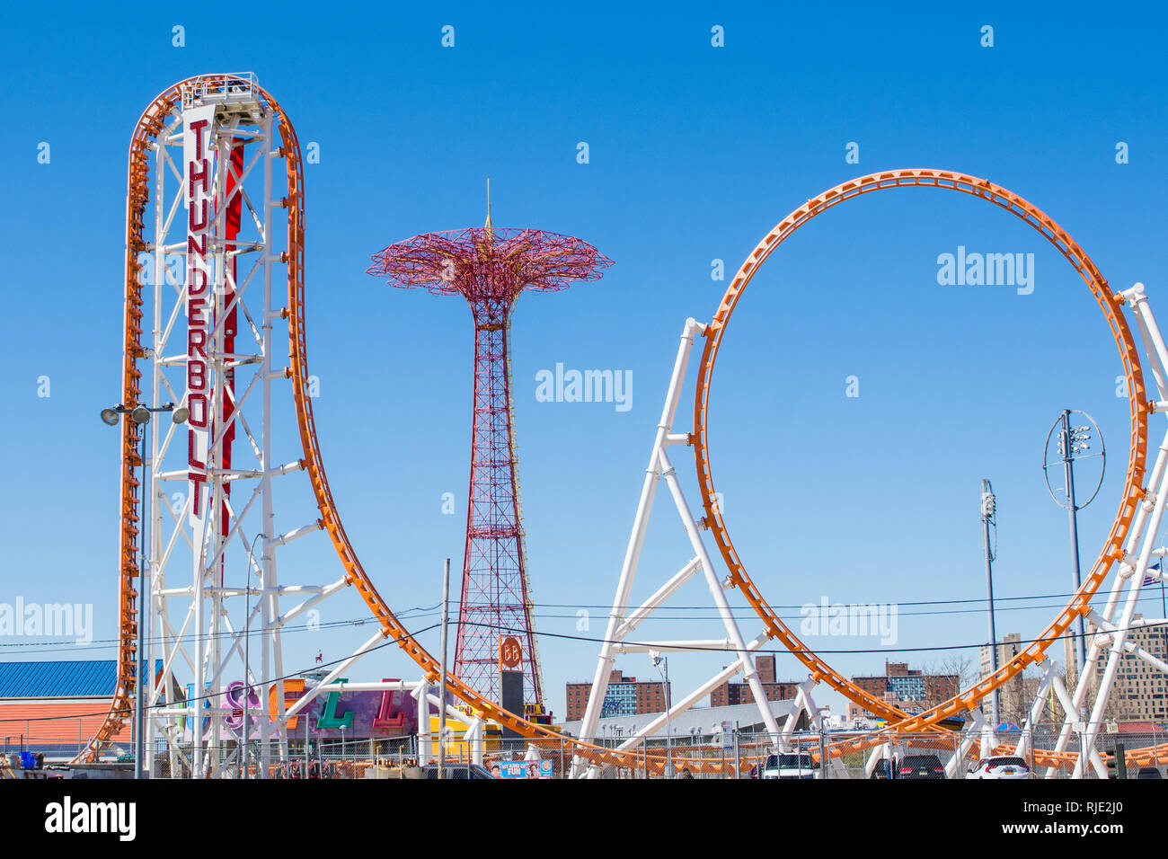 March 24, 2018: Coney Island, Brooklyn NY famous Thunderbolt and ...