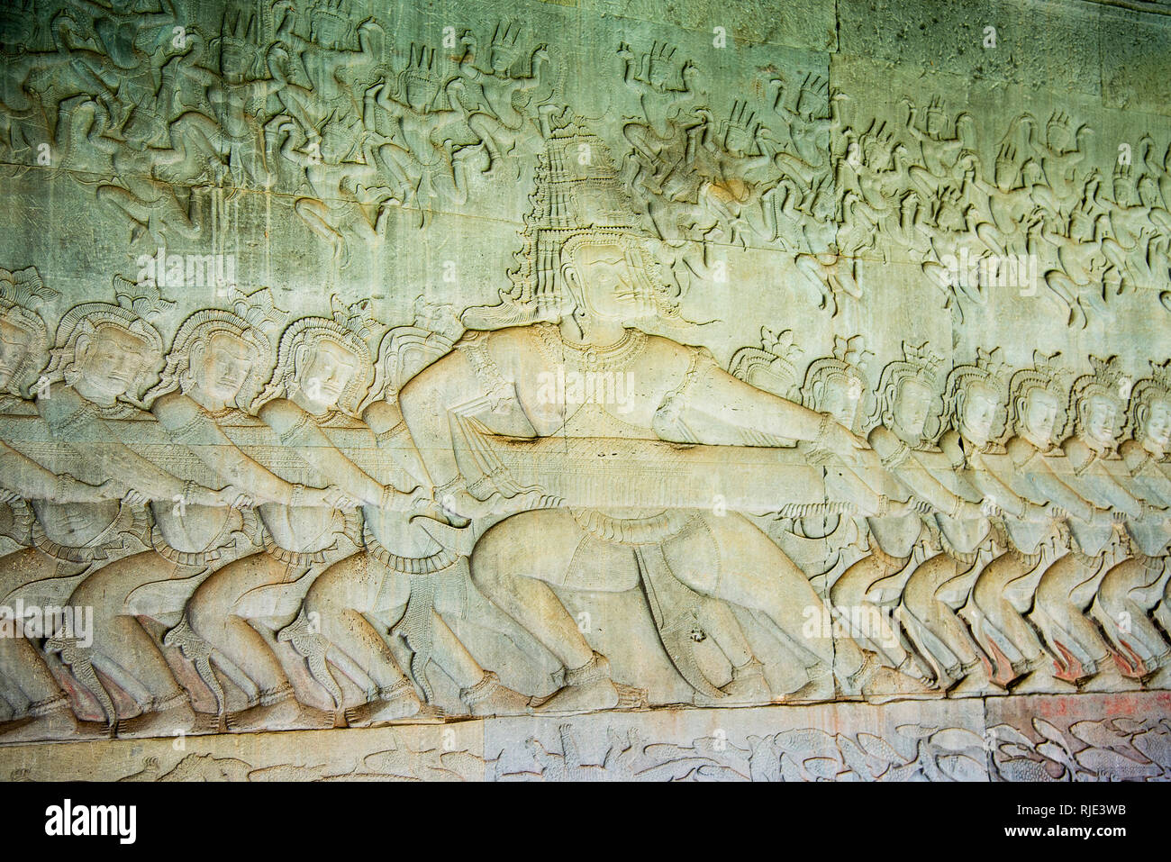 Stone carved bas-relief of Angkor Wat Temple in Angkor Archaeological ...