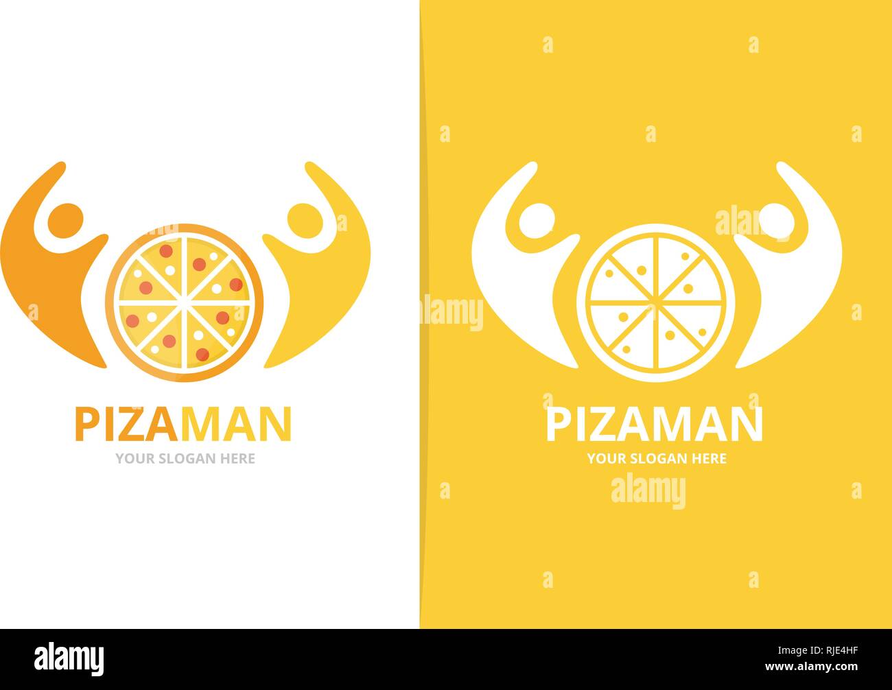 Unique Pizza Logo Vector Pizza And Leaf Logo Combination. Food And Eco