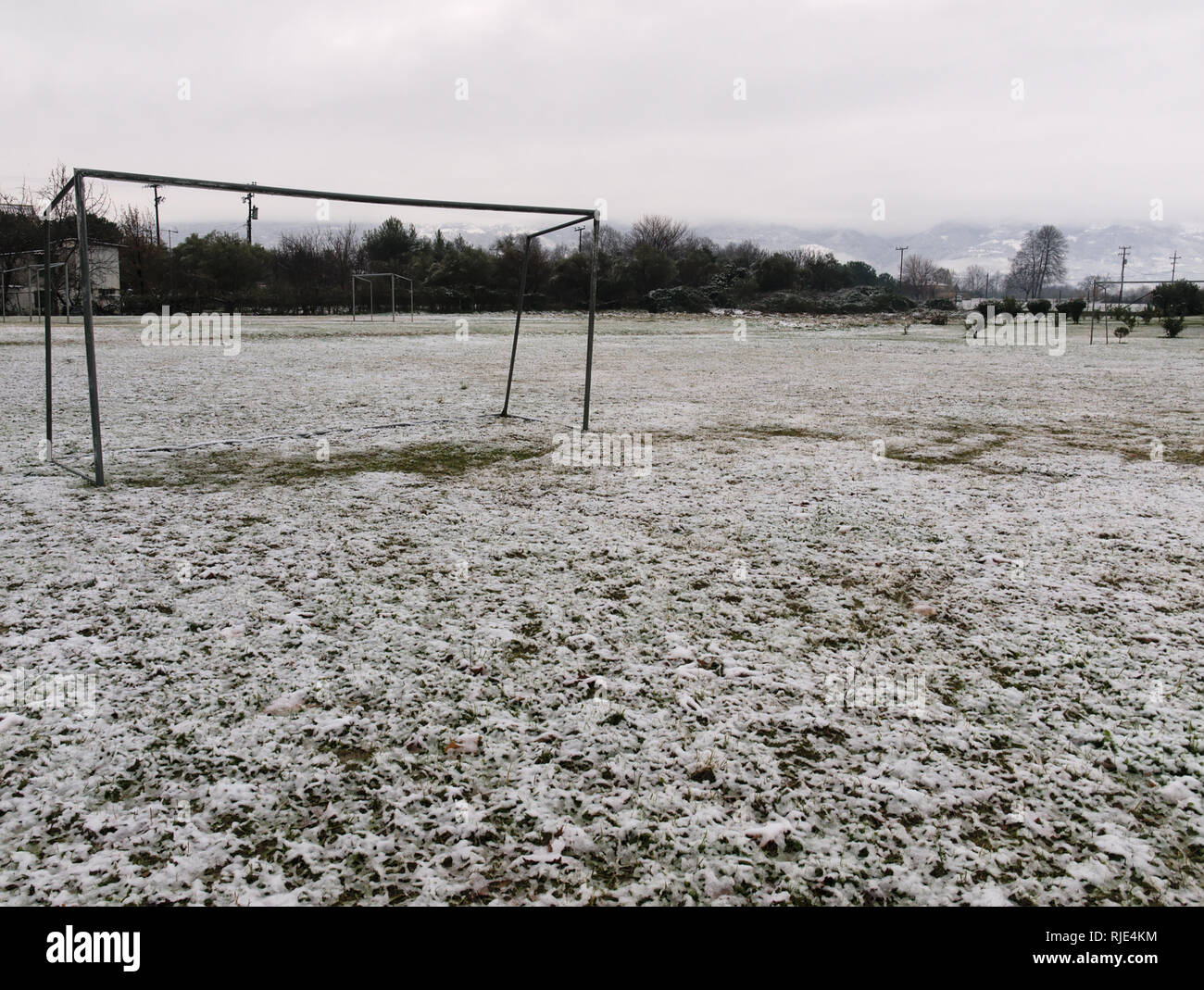 Football field covered hi-res stock photography and images - Alamy