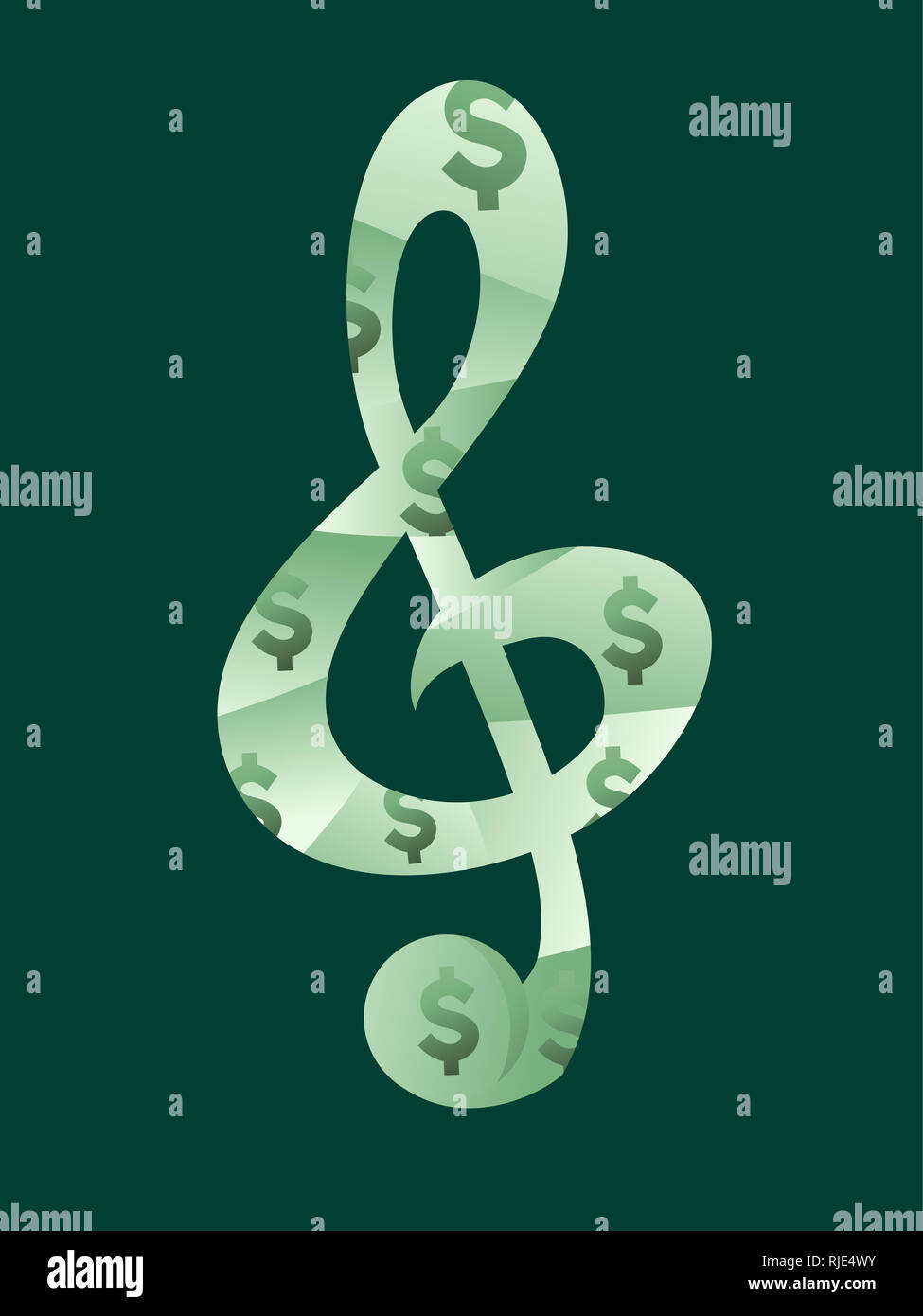 Illustration of a G Clef Music Note with Dollar Sign Inside. Music ...