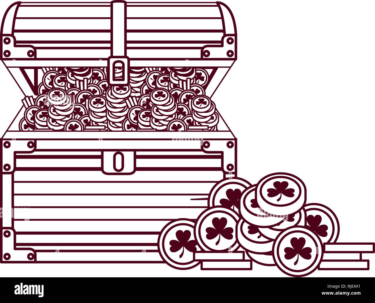 Coins stack on wood Stock Vector Images - Alamy