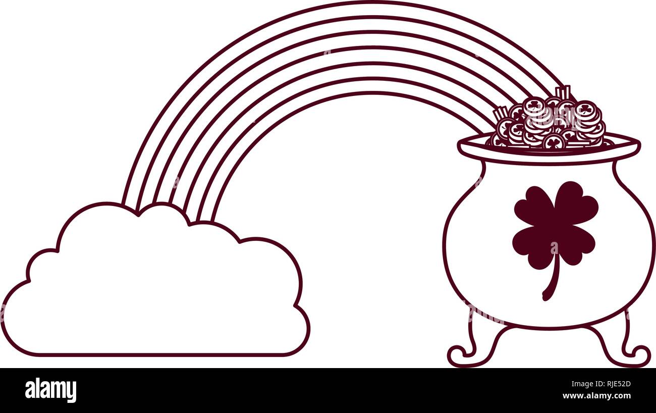 rainbow with leprechaun cauldron isolated icon Stock Vector Image & Art ...