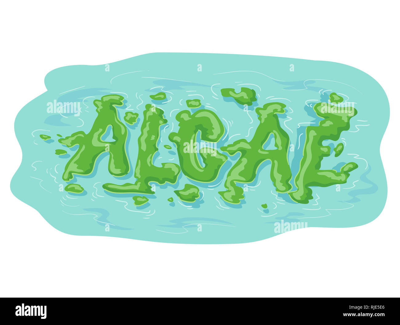Illustration of Green Algae Lettering forming On Water Stock Photo - Alamy