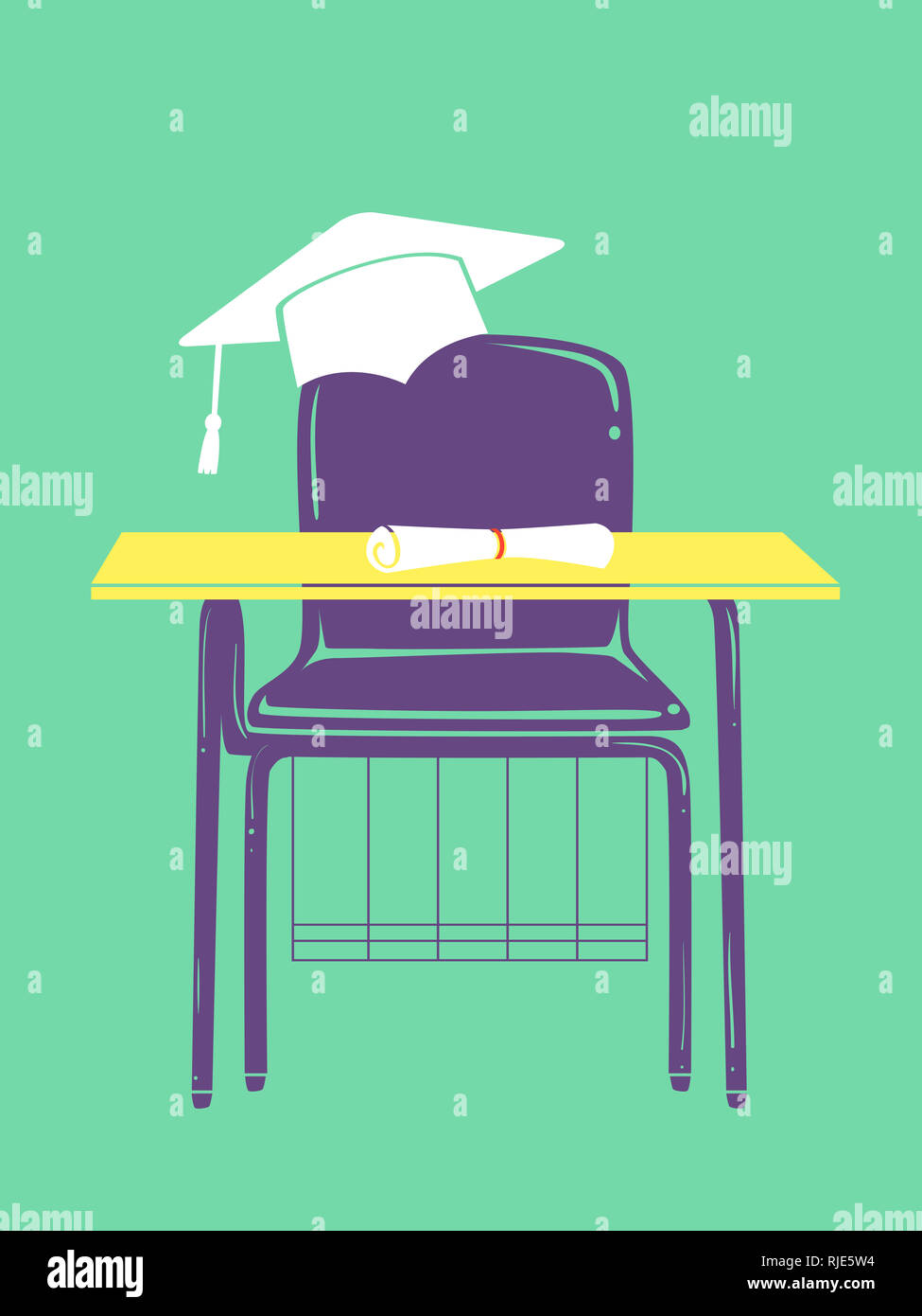 Illustration of a School Armchair with Graduation Cap and Diploma Stock ...