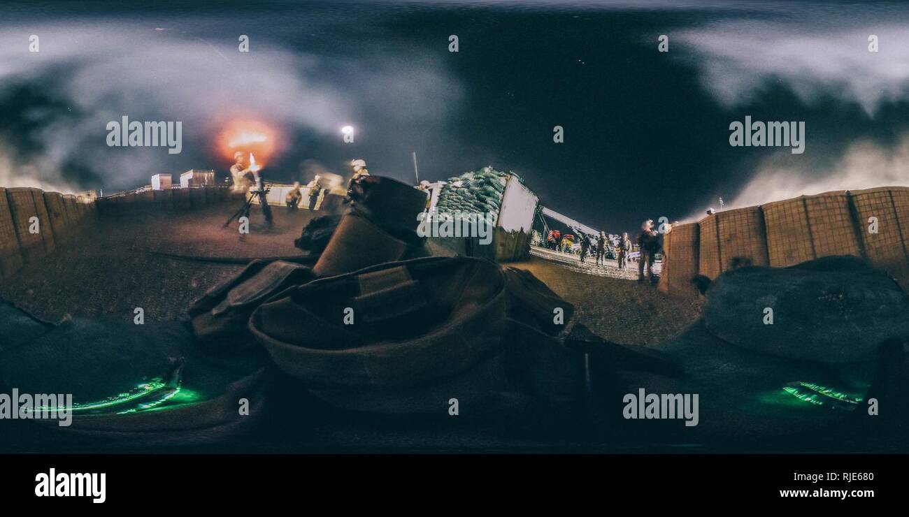 U.S. Marines with Task Force Southwest fire a 120mm mortar in support ...