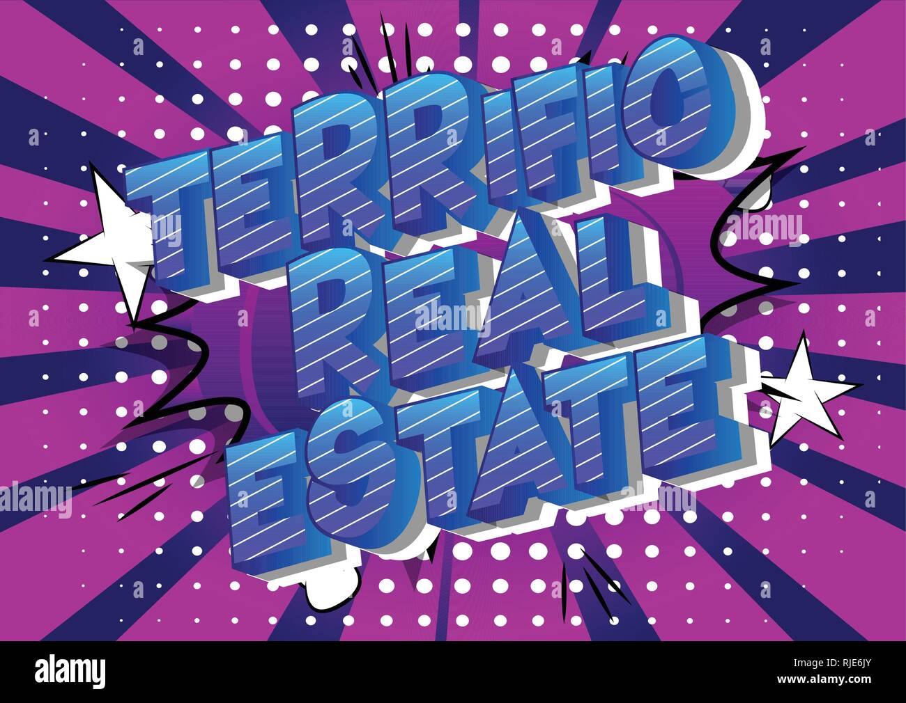 Terrific Estate - Vector illustrated comic book style phrase on ...