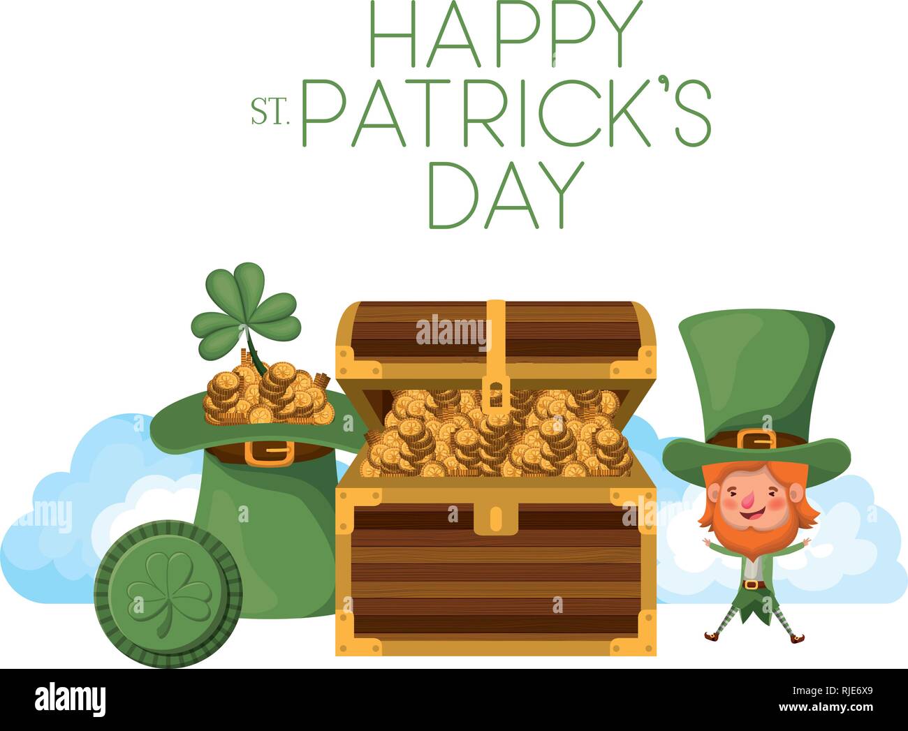 happy st patrick`s day label with leprechaun character Stock Vector ...
