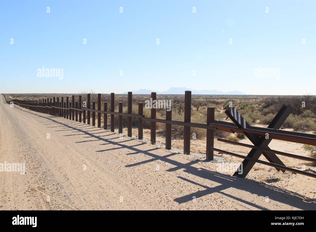 Imagery showing the current vehicle barrier on the U.S.-Mexico border ...