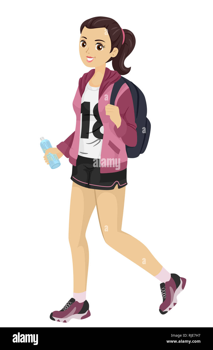 Illustration of a Teenage Girl Wearing a Shorty Casual Shorts with a ...
