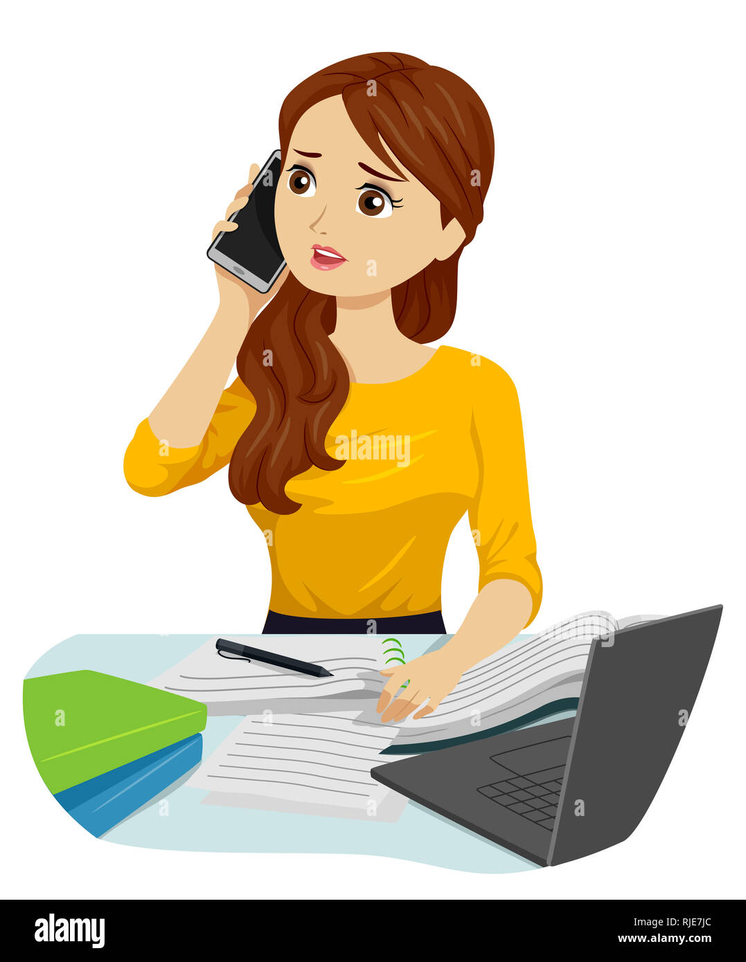 Girl Working At Computer Cartoons