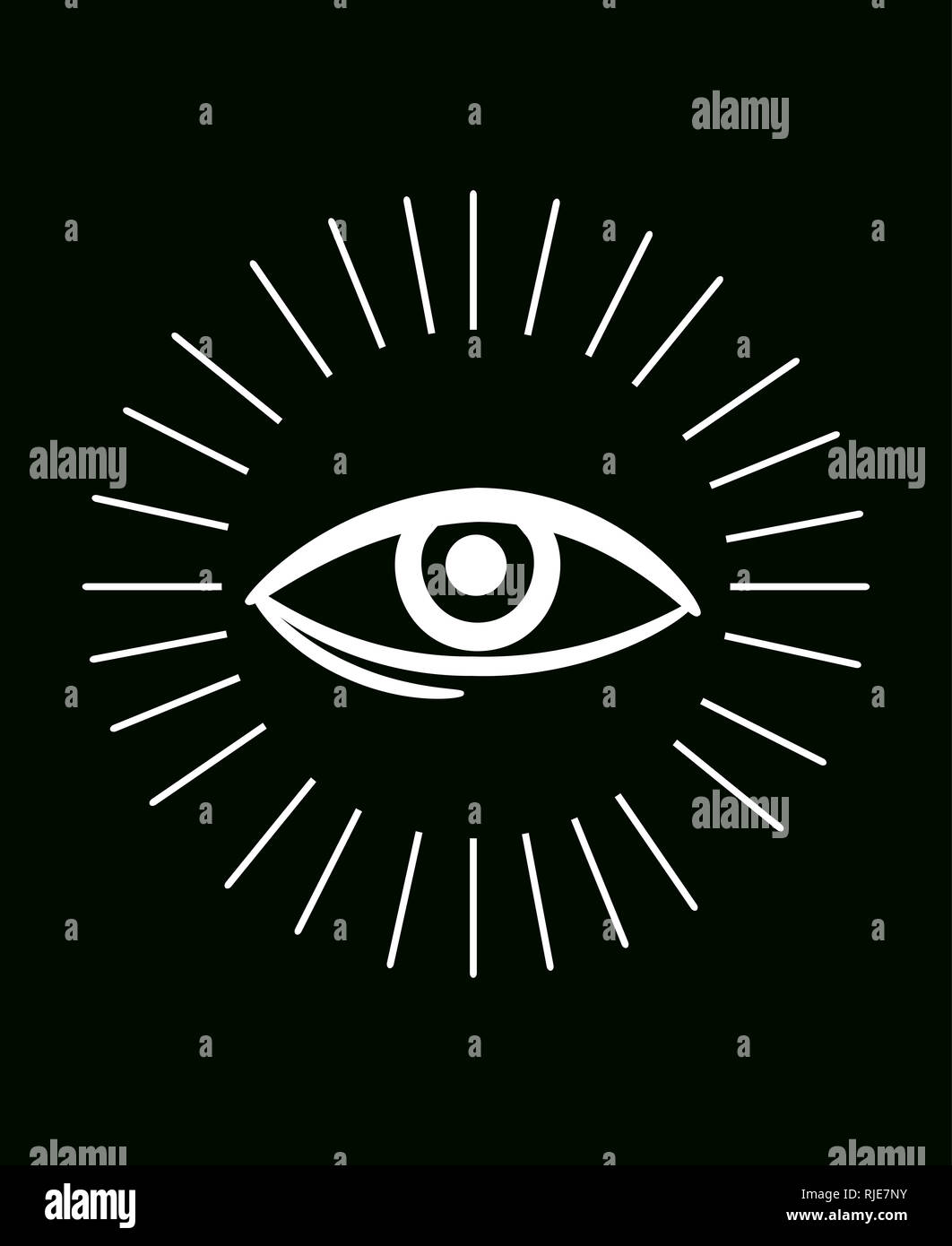 Illustration of an Open Eye with Rays Surrounding It, Clairvoyance ...