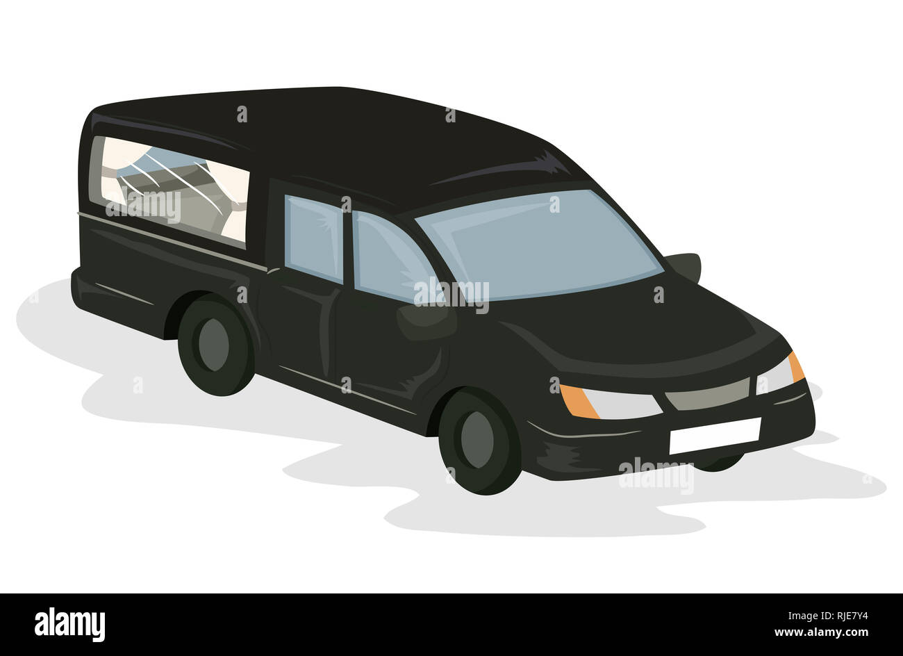 Illustration of a Funeral Car with Curtains at the Back Window Stock ...