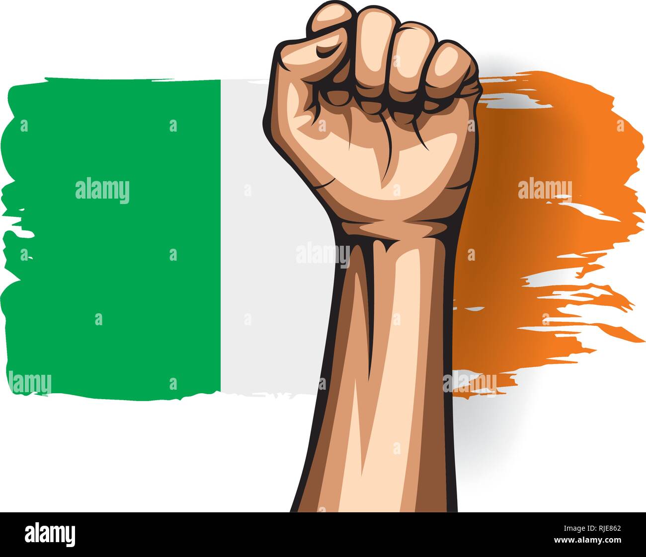 Ireland flag and hand on white background. Vector illustration Stock ...
