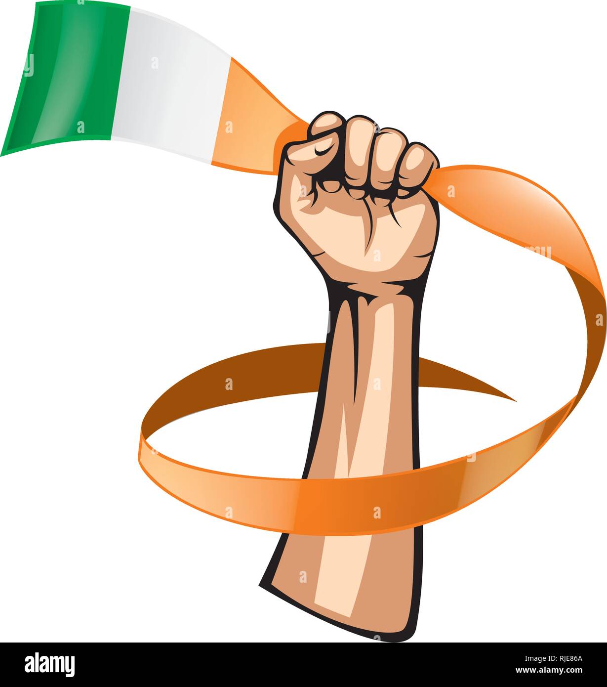 Ireland flag and hand on white background. Vector illustration Stock ...