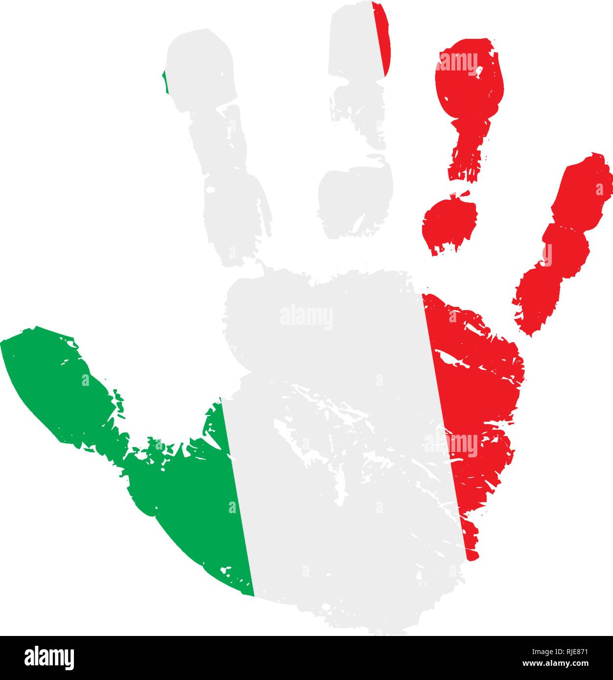 Italy flag and hand on white background. Vector illustration Stock ...