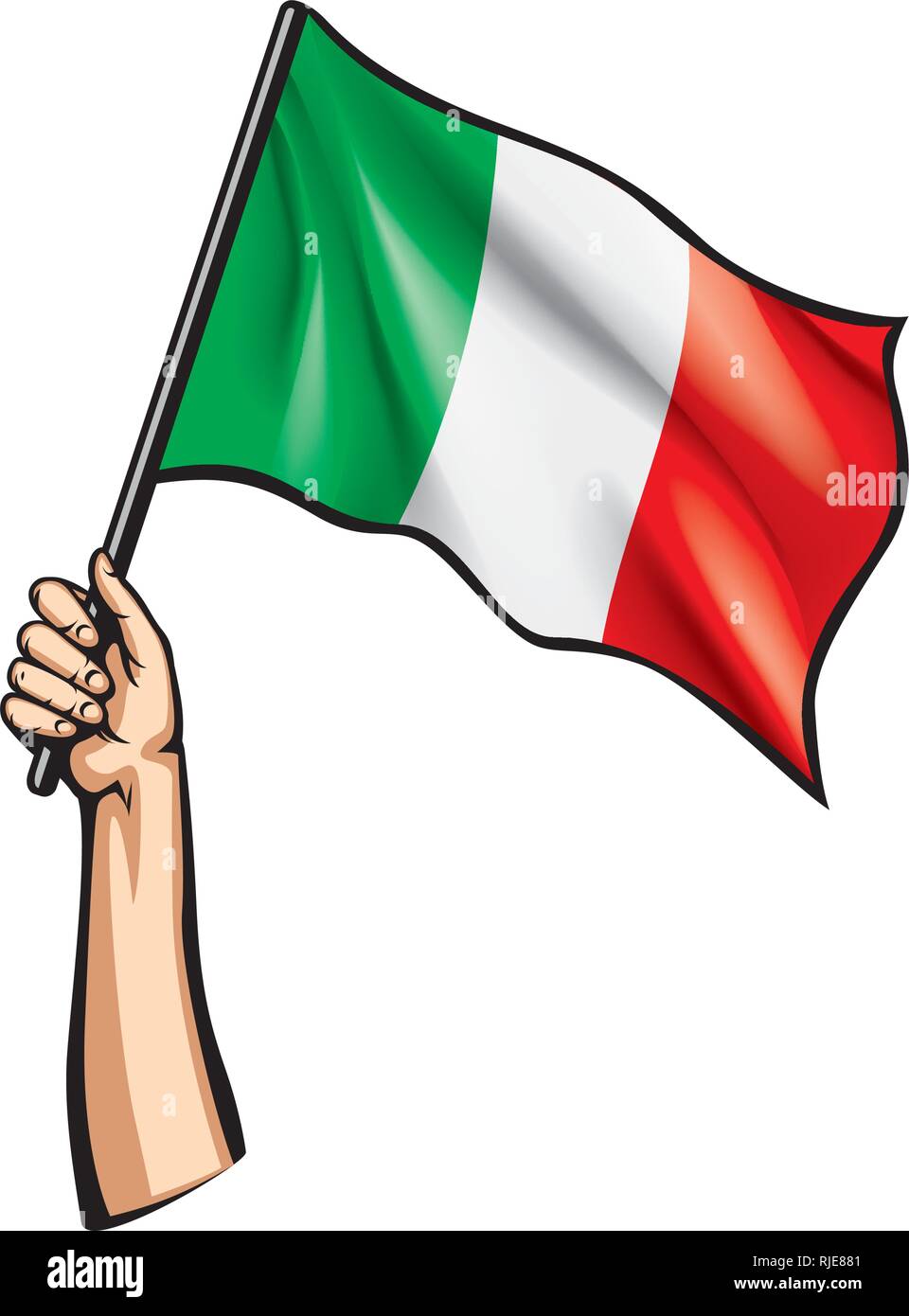 Italy flag and hand on white background. Vector illustration Stock ...
