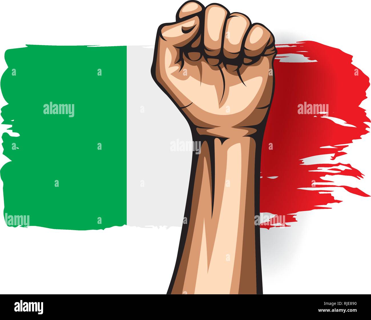Italy flag and hand on white background. Vector illustration Stock ...