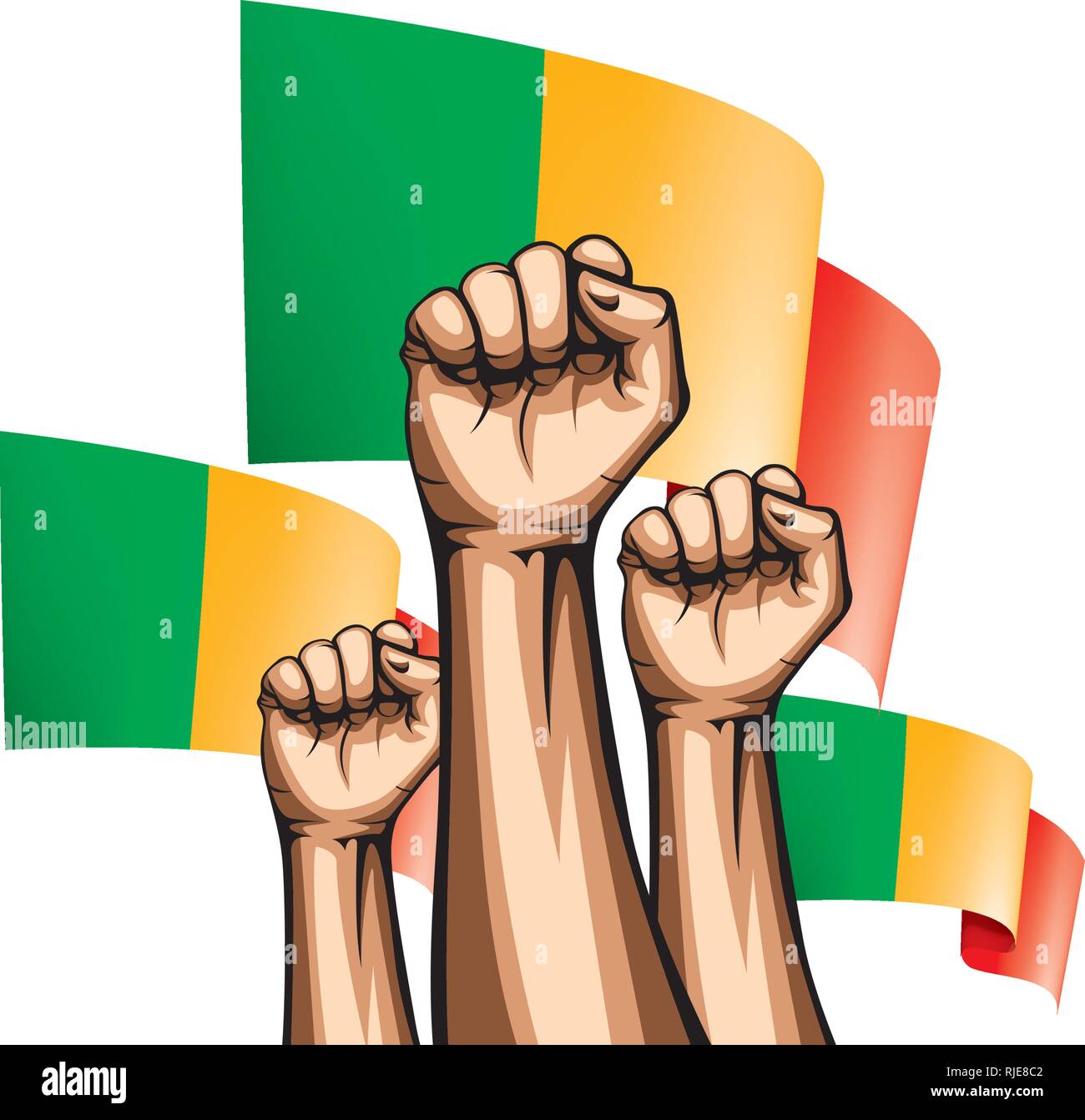 Mali flag and hand on white background. Vector illustration Stock ...