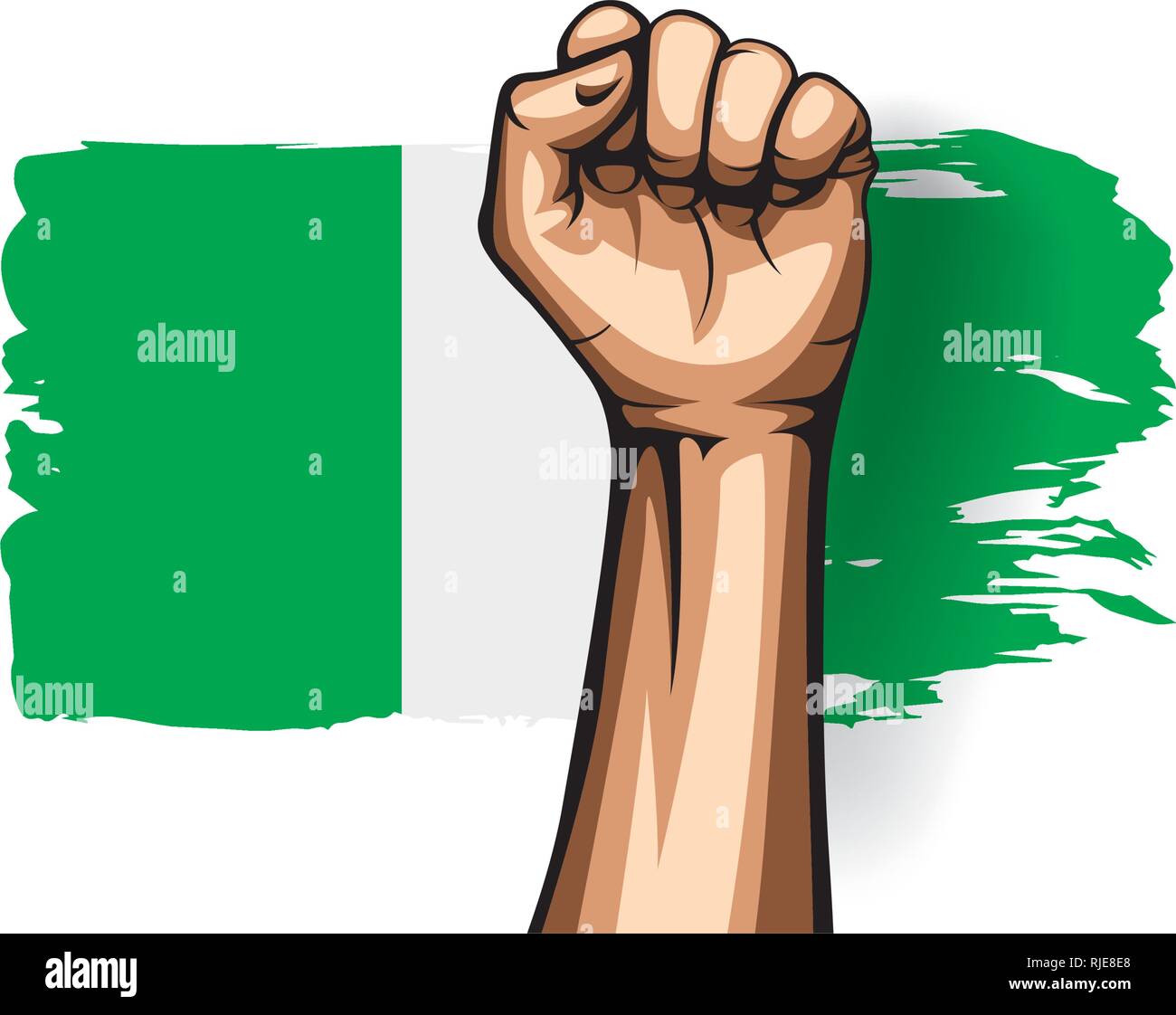 Nigeria flag and hand on white background. Vector illustration Stock ...