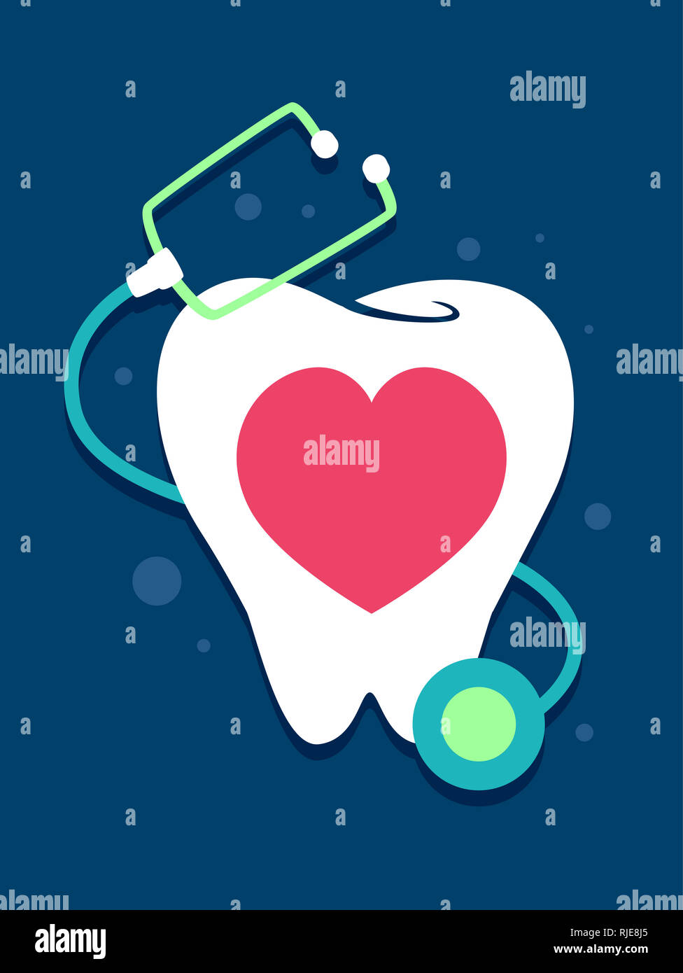 Illustration of a Tooth with Stethoscope and a Heart for Dental Medical ...