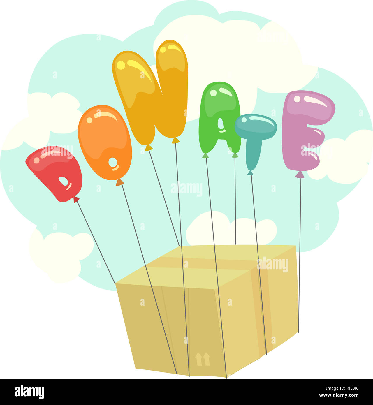 Illustration of Donate Lettering Balloons Carrying a Box Full of ...