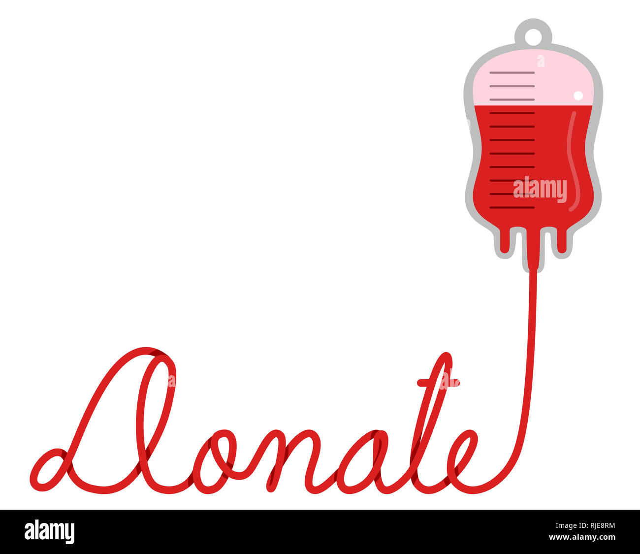 Illustration of Donate Lettering Connected to a Blood Bag Stock Photo ...