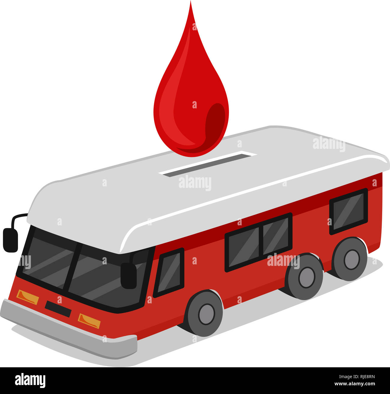 Illustration of a Blood Collection Bus with Hole on Top and a Drop of ...