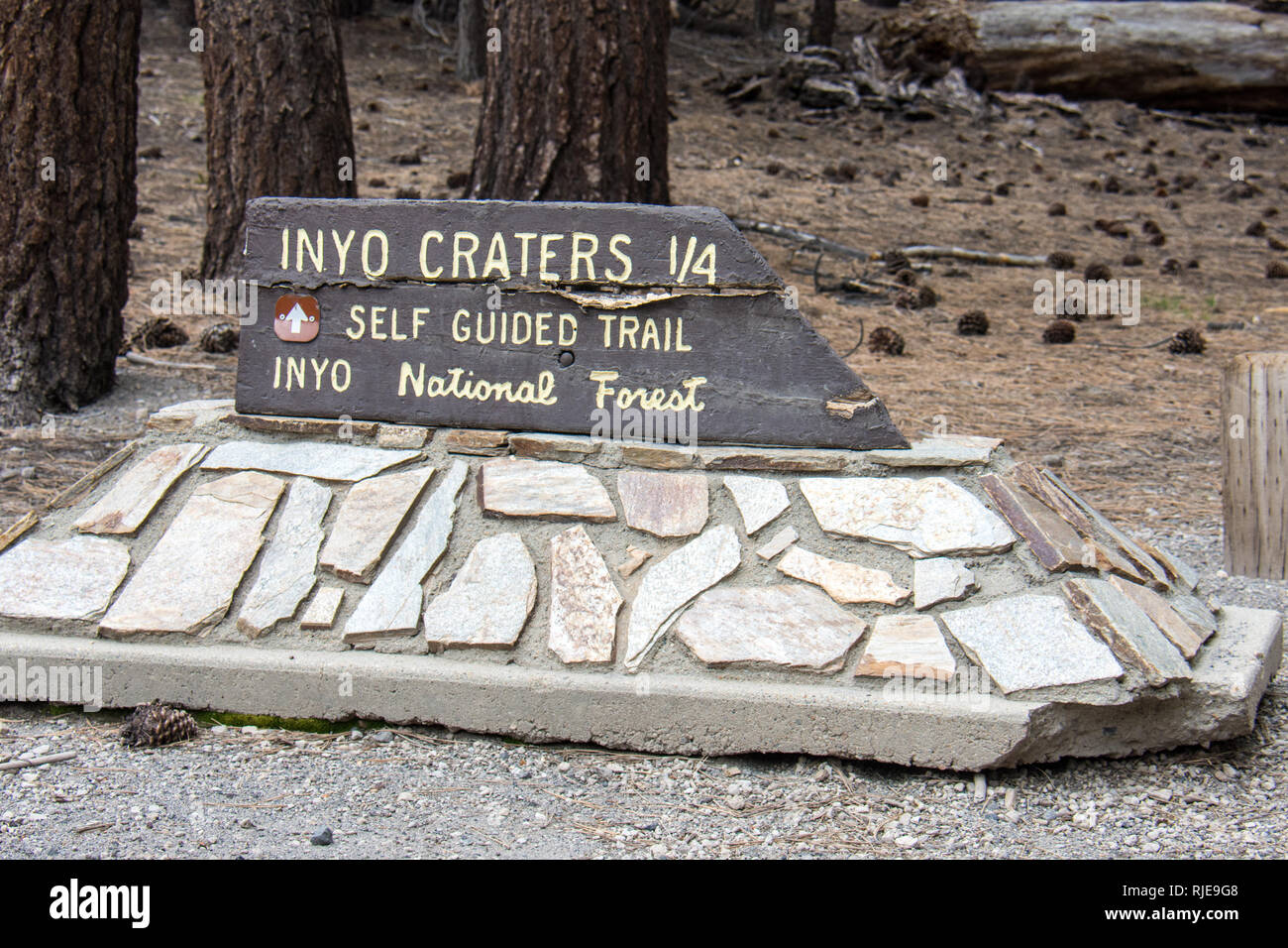 Sign for the Inyo Craters trailhead in the Inyo National Forest in ...