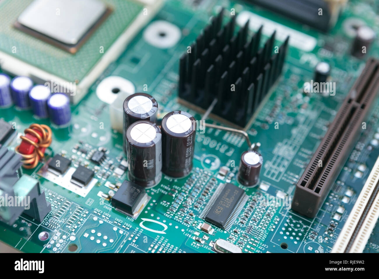Full Frame Angled View of Computer Motherboard Circuit Stock Photo - Alamy