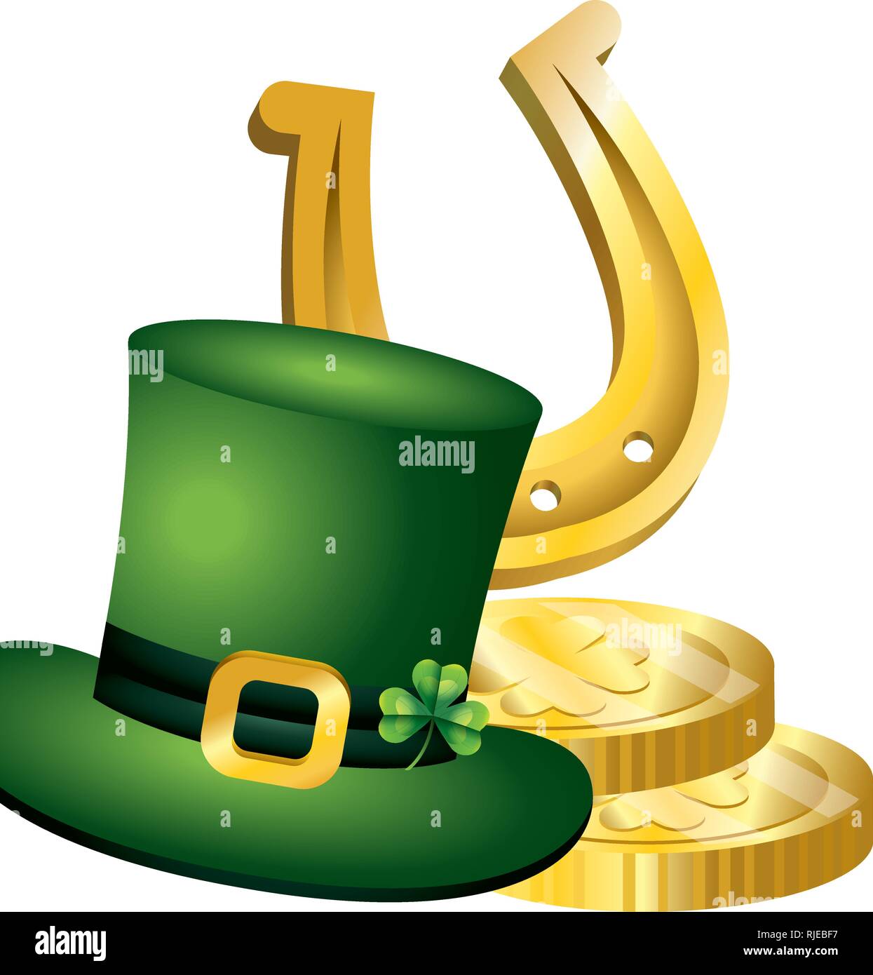 leprechaun hat coin horseshoe Stock Vector Image & Art - Alamy