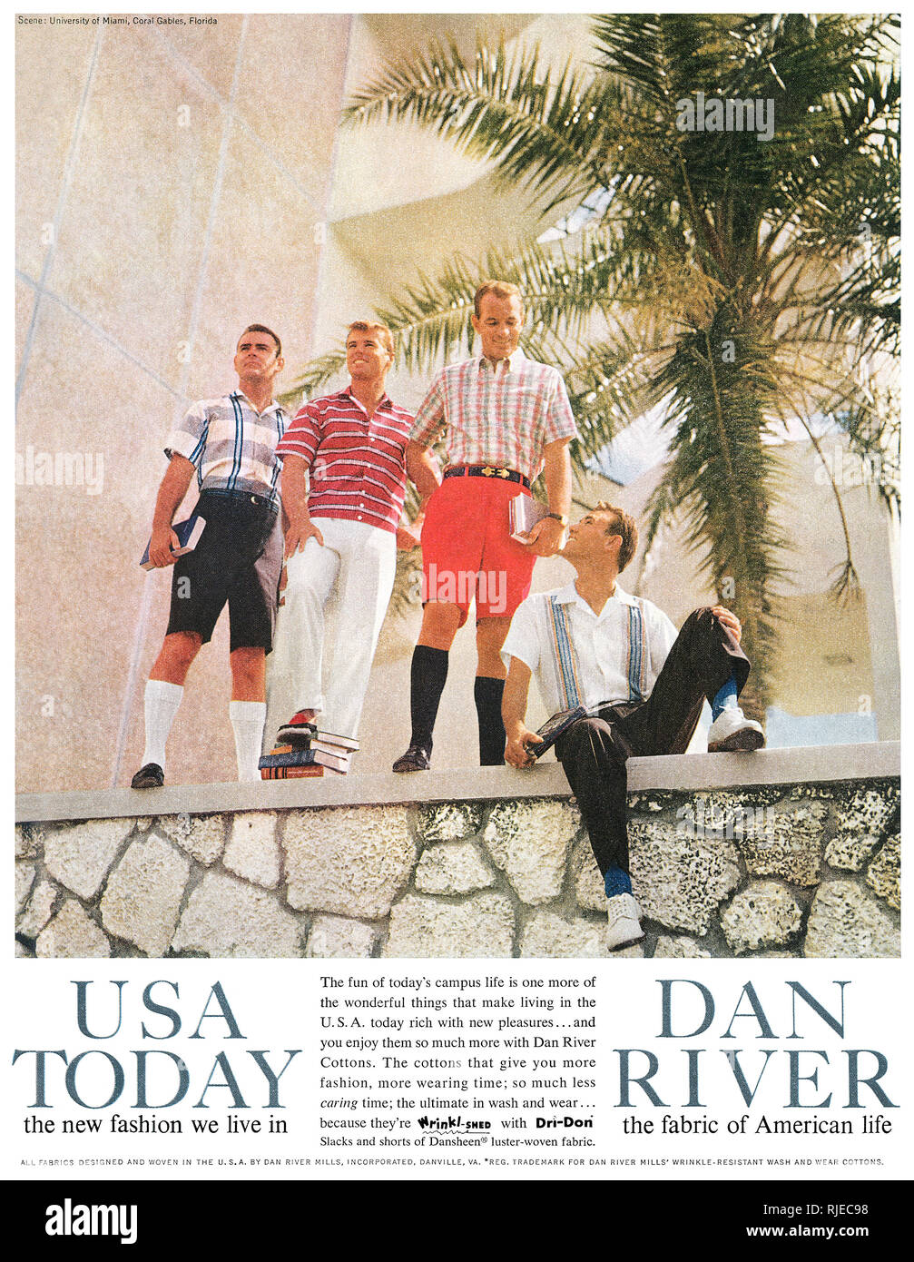 1958 U.S. advertisement for Dan River cotton fabrics for men's fashion ...