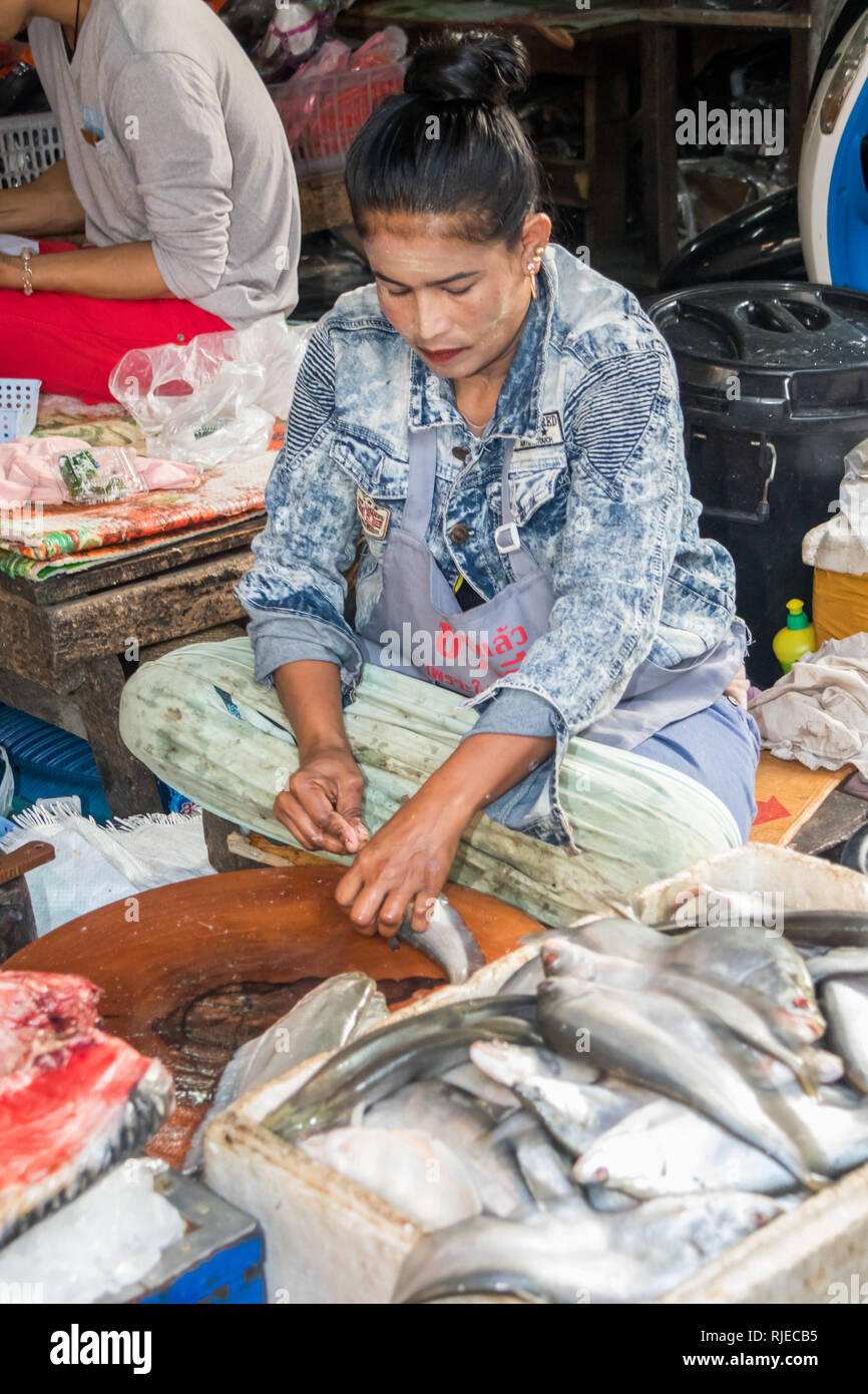Woman cleaning fish hi-res stock photography and images - Alamy