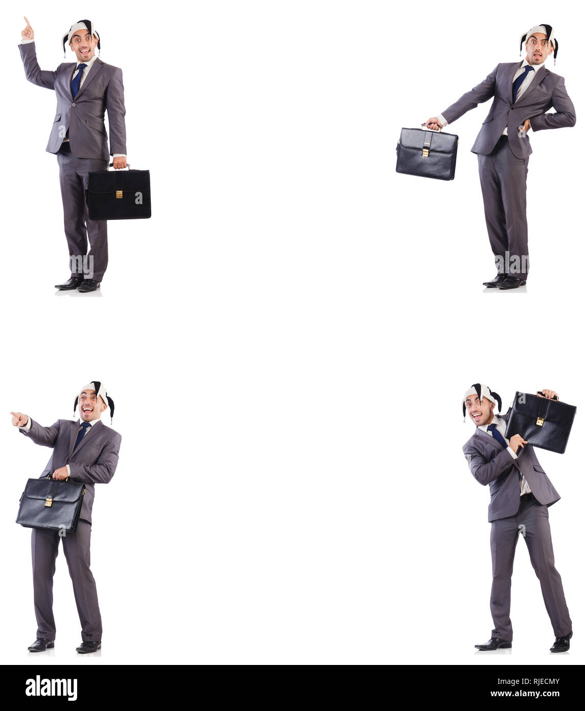 Funny clown businessman with briefcase Stock Photo - Alamy