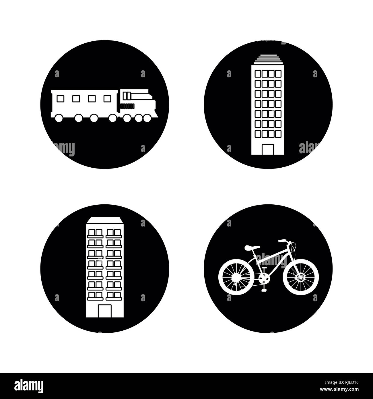 drawings buildings train bike isolated Stock Vector Image & Art - Alamy