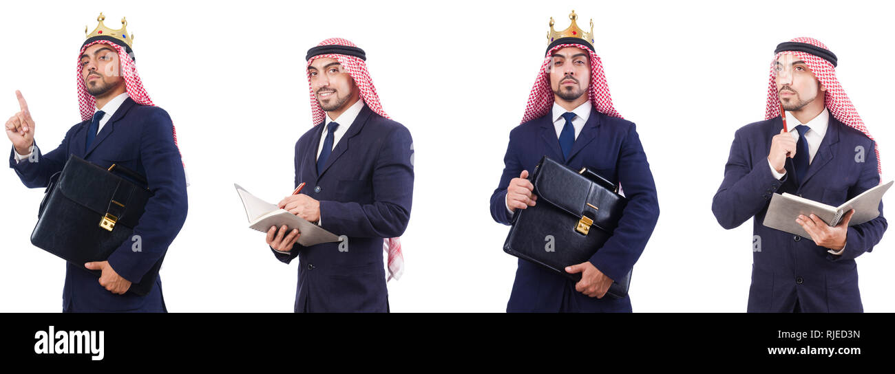 Arab man with bag isolated on white Stock Photo - Alamy